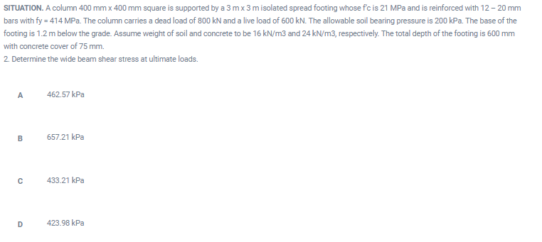 Solved SITUATION. A column 400 mm x 400 mm square is | Chegg.com
