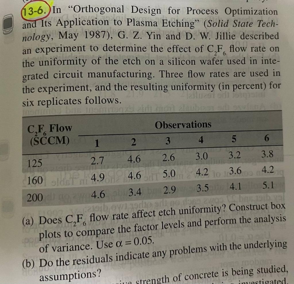 Solved an 2 6 13-6. In “Orthogonal Design for Process | Chegg.com