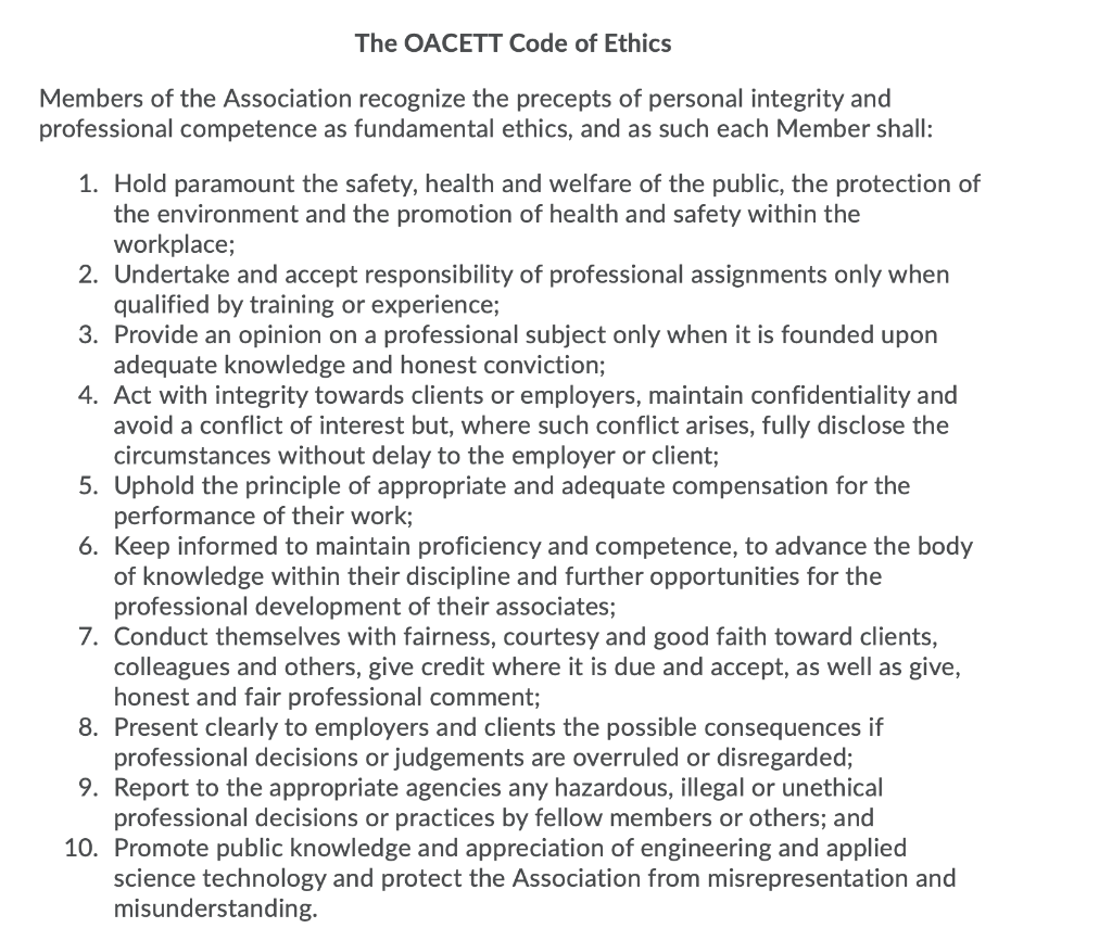 The case below illustrates a situation that an OACETT | Chegg.com