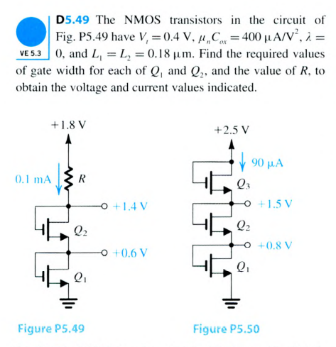 Solved D5.49 The NMOS transistors in the circuit of Fig. | Chegg.com