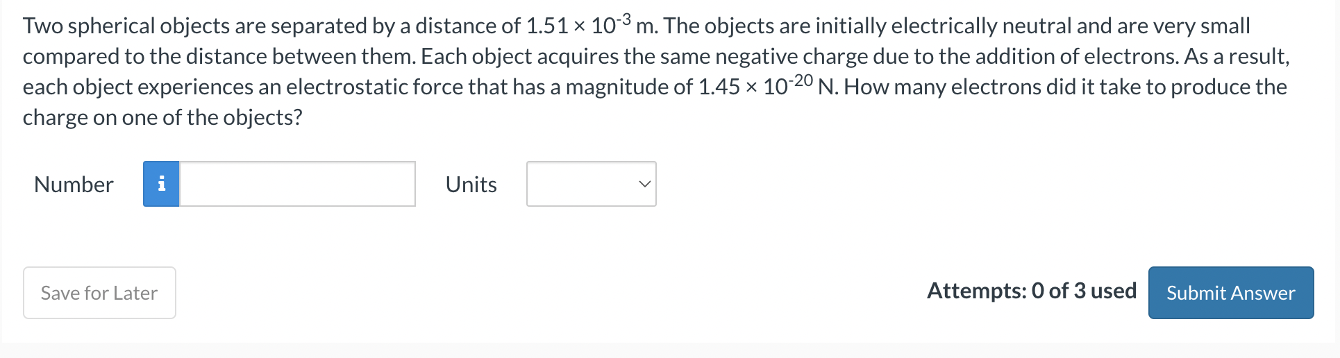 Solved Two spherical objects are separated by a distance of | Chegg.com
