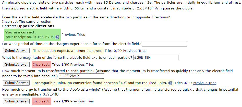 Solved An electric dipole consists of two particles, each | Chegg.com