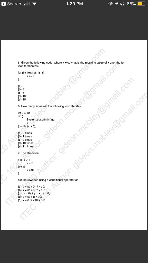 Solved Search 1:29 PM 5. Given the following code, where x | Chegg.com