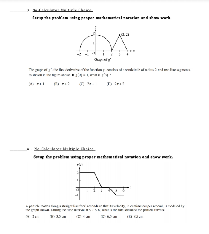 Solved _3. No-Calculator Multiple Choice: Setup the problem | Chegg.com