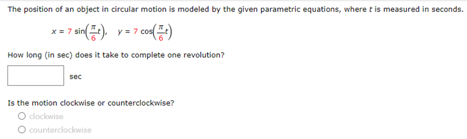 Solved The position of an object in circular motion is | Chegg.com