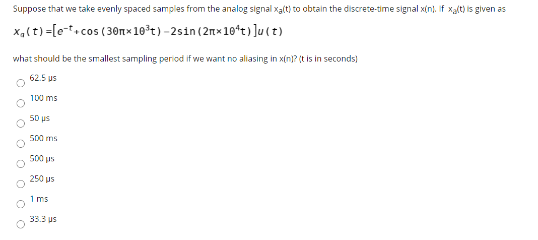 Solved Suppose that we take evenly spaced samples from the | Chegg.com