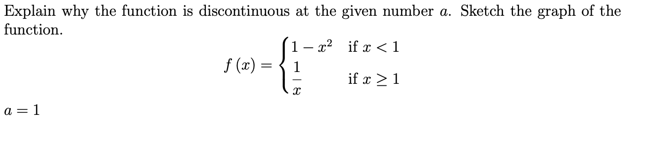 Solved Explain why the function is discontinuous at the | Chegg.com
