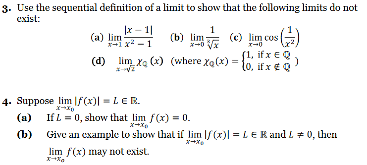Solved 3. Use the sequential definition of a limit to show | Chegg.com