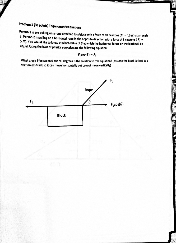 Solved Problem 1 (30 points) Trigonometric Equations Person | Chegg.com