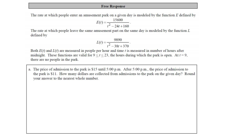 Solved Free Response The rate at which people enter an | Chegg.com