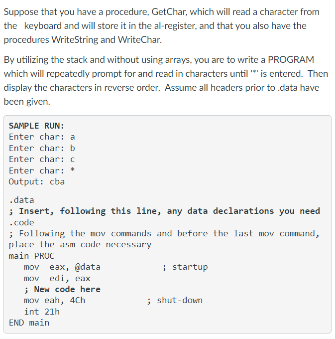 Suppose that you have a procedure, GetChar, which | Chegg.com