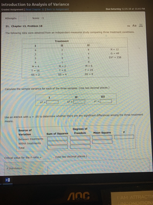 Solved Introduction to Analysis of Variance Graded | Chegg.com