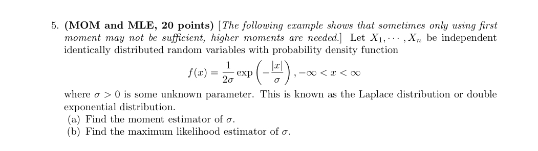 Solved 5. (MOM and MLE, 20 points) [The following example | Chegg.com