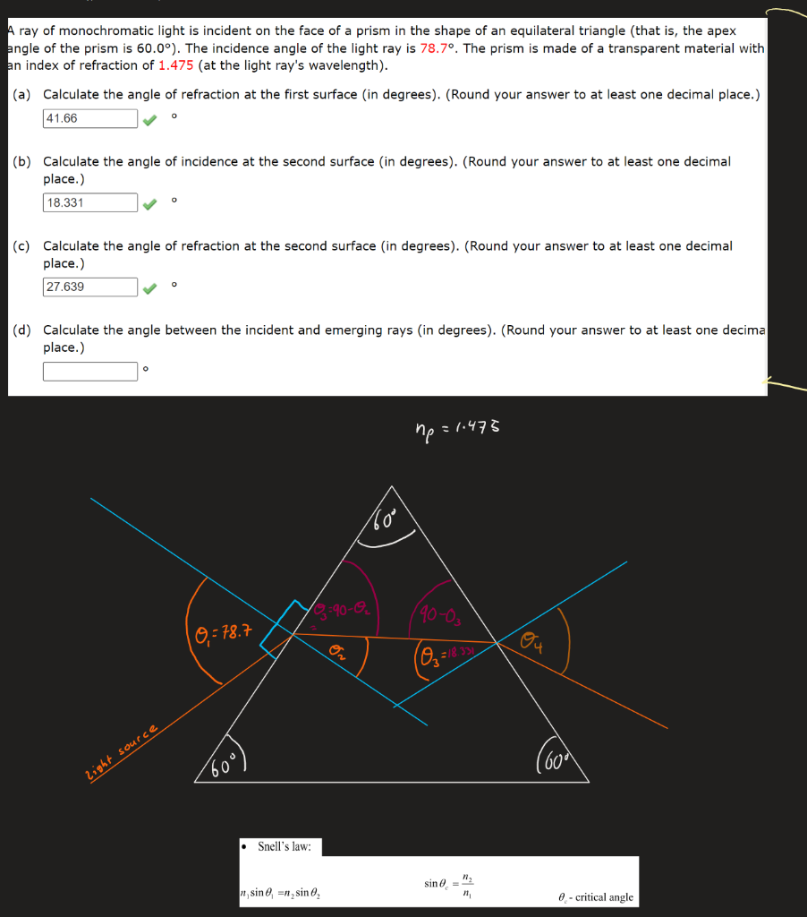 Solved fa ray of monechrameic ight is inedent on the foce of | Chegg.com
