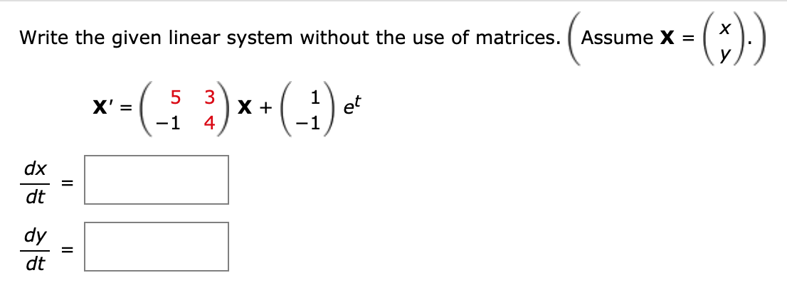 Solved . > Write the given linear system in matrix form. | Chegg.com