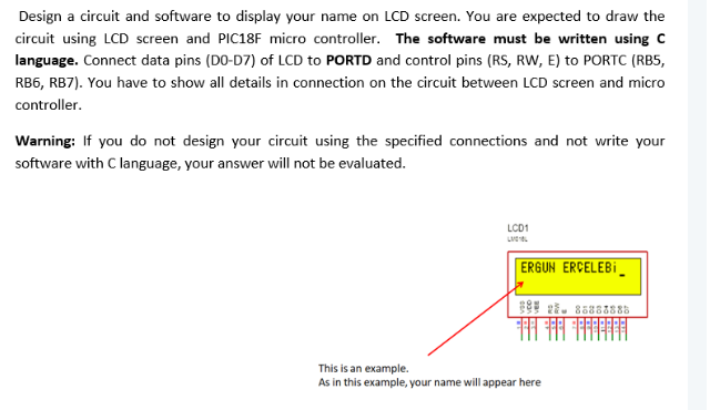 Solved Design a circuit and software to display your name on | Chegg.com