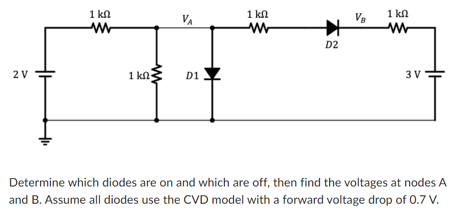 Solved Determine which diodes are on and which are off, then | Chegg.com