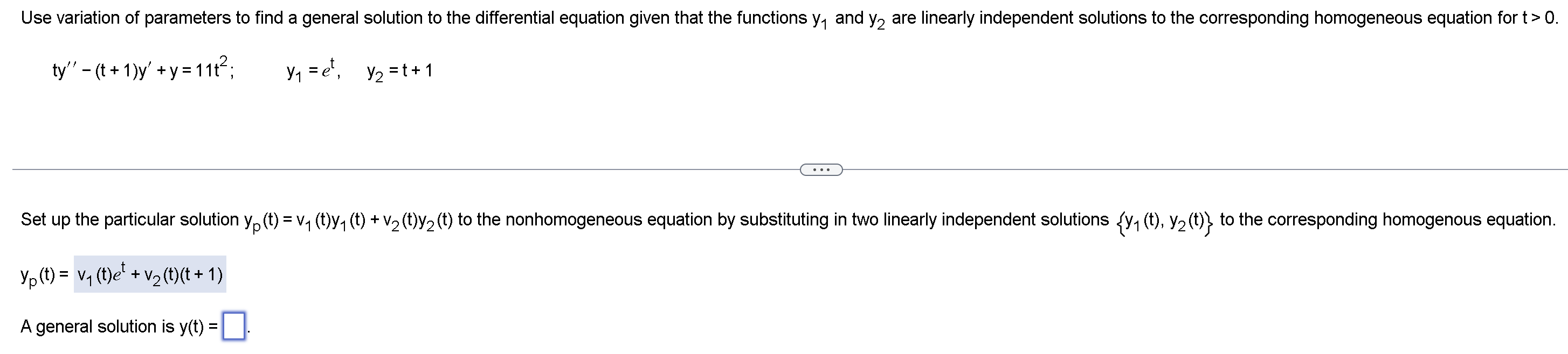 Solved Use variation of parameters to find a general | Chegg.com