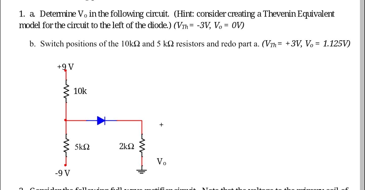 Solved 1. a. Determine Vo in the following circuit. (Hint: | Chegg.com