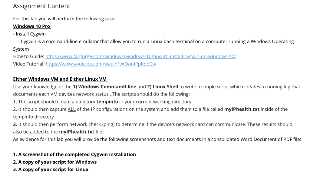 Solved Assignment Content For this lab you will perform the | Chegg.com