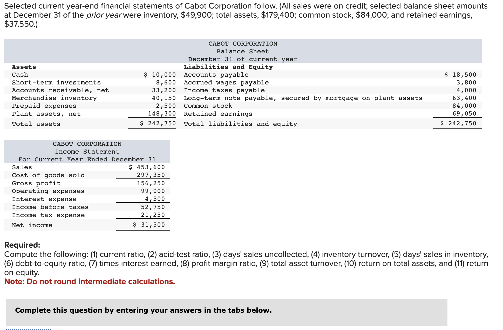 Solved Compute The Profit Margin Ratio Compute The Inventory