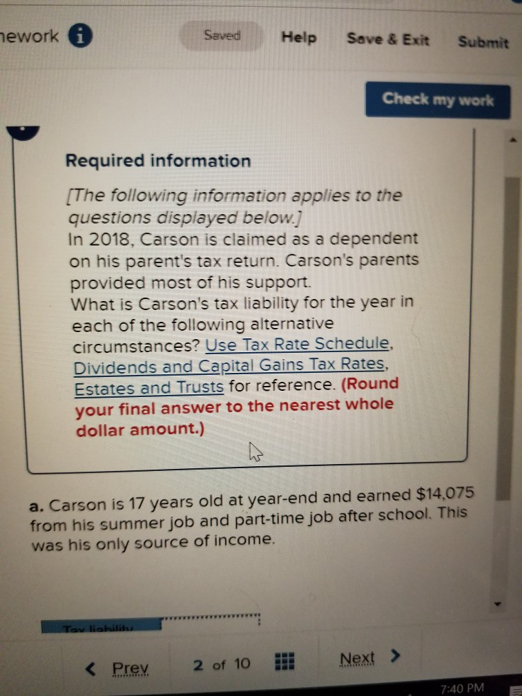 Solved ework 6 Seved Help Save & Exit Submit Check my work | Chegg.com