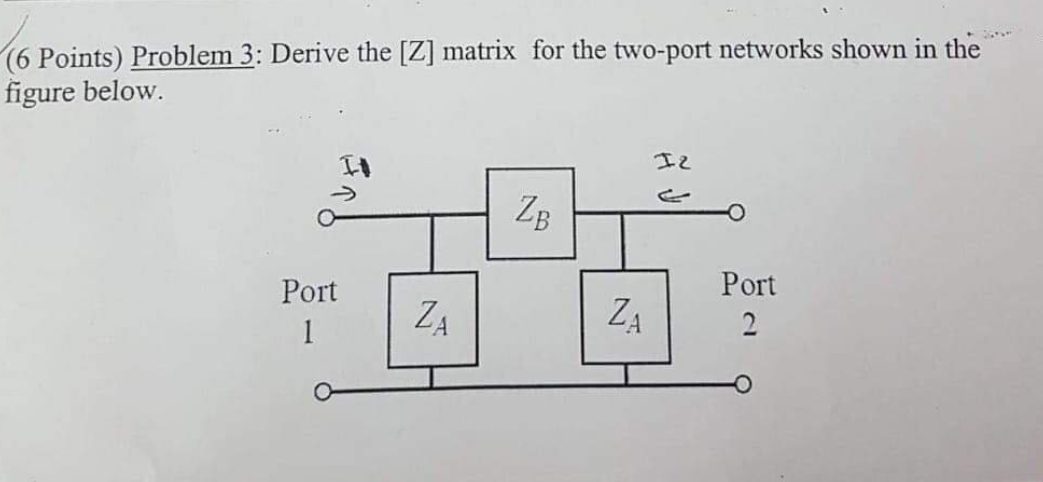 Solved (6 Points) Problem 3: Derive the [Z] matrix for the | Chegg.com
