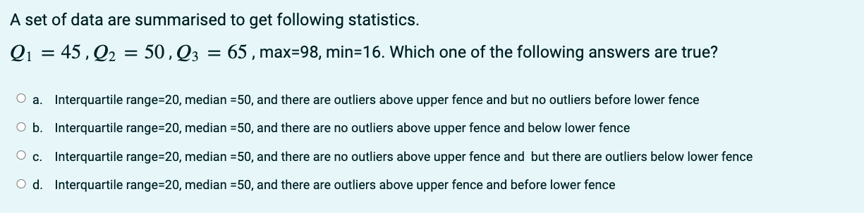 Solved A set of data are summarised to get following | Chegg.com