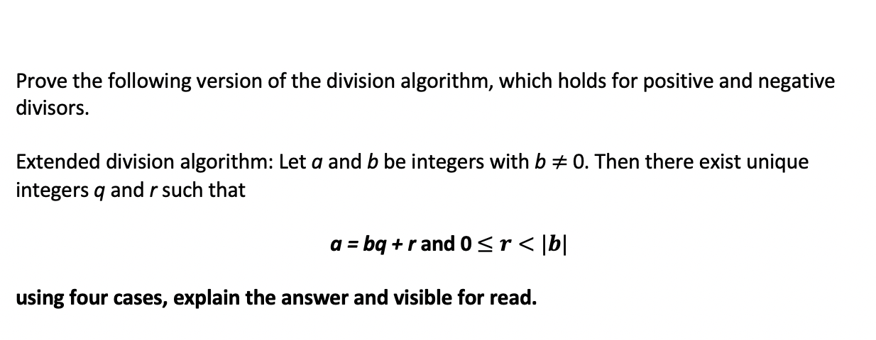 Solved Prove the following version of the division | Chegg.com