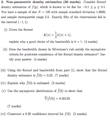 2. Non-parametric density estimation (30 marks) | Chegg.com