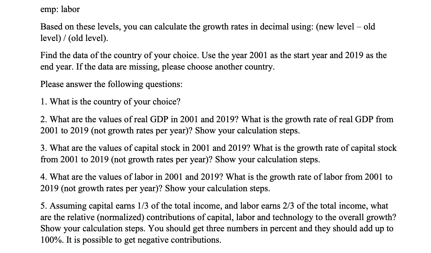 Solved emp: labor Based on these levels, you can calculate | Chegg.com