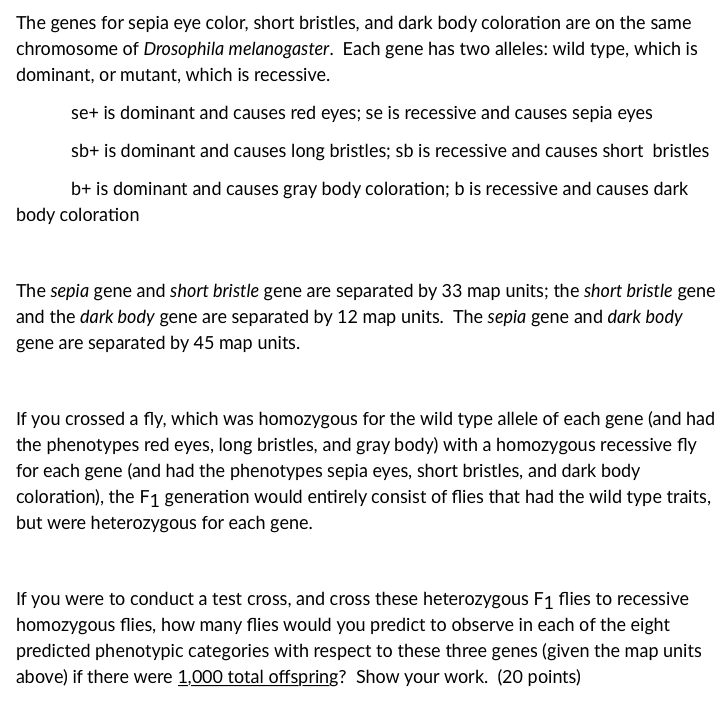Solved The genes for sepia eye color, short bristles, and | Chegg.com