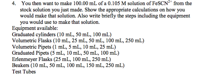Solved Part B The formation of FeSCN2+ can be represented by | Chegg.com