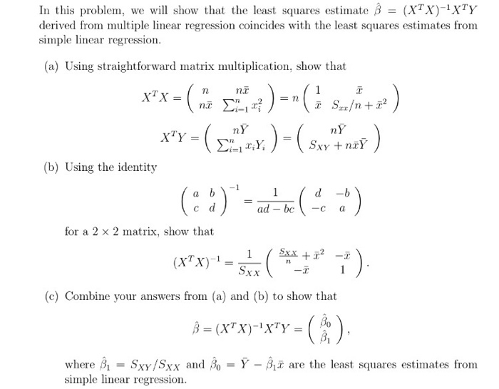 Solved In this problem, we will show that the least squares | Chegg.com