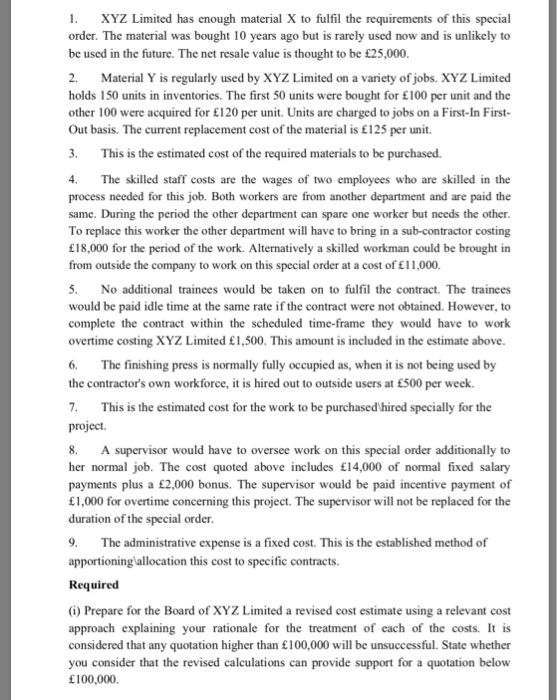 Solved XYZ Limited is considering filling some surplus | Chegg.com