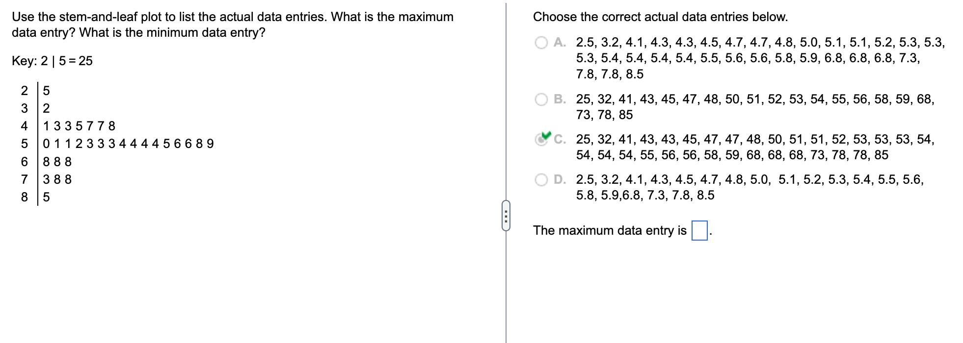 Solved What is the maximum data entry? What is the minimum | Chegg.com