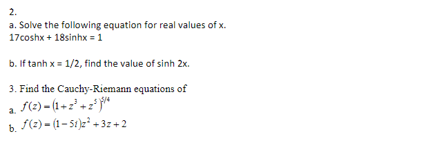 Solved 2. a. Solve the following equation for real values of | Chegg.com