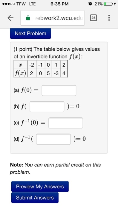 Solved The table below gives values of an invertible | Chegg.com