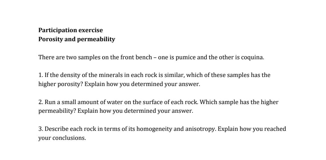Solved Participation exercise Porosity and permeability | Chegg.com