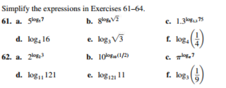 Solved c. 1.3log. 75 Simplify the expressions in Exercises | Chegg.com