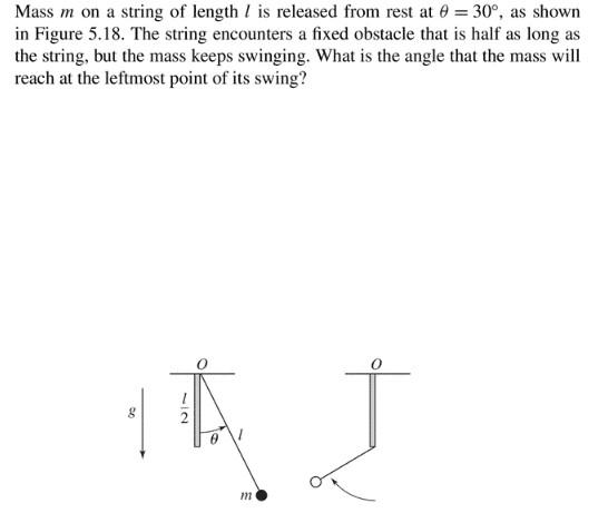 Solved Mass m on a string of length l is released from rest | Chegg.com