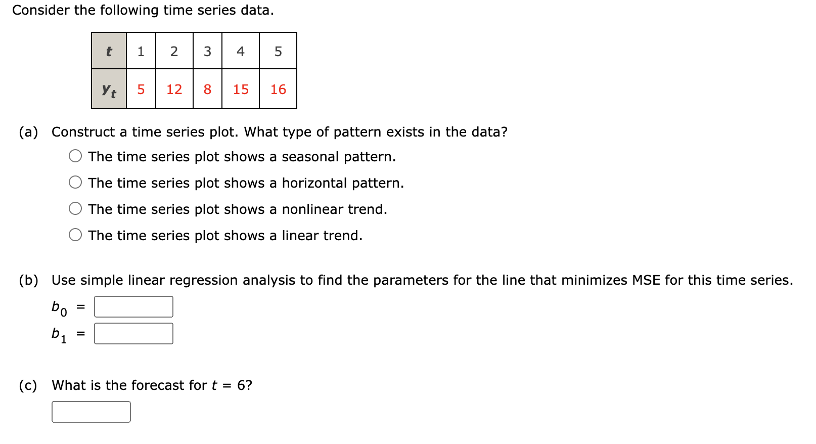Consider The Following Time Series