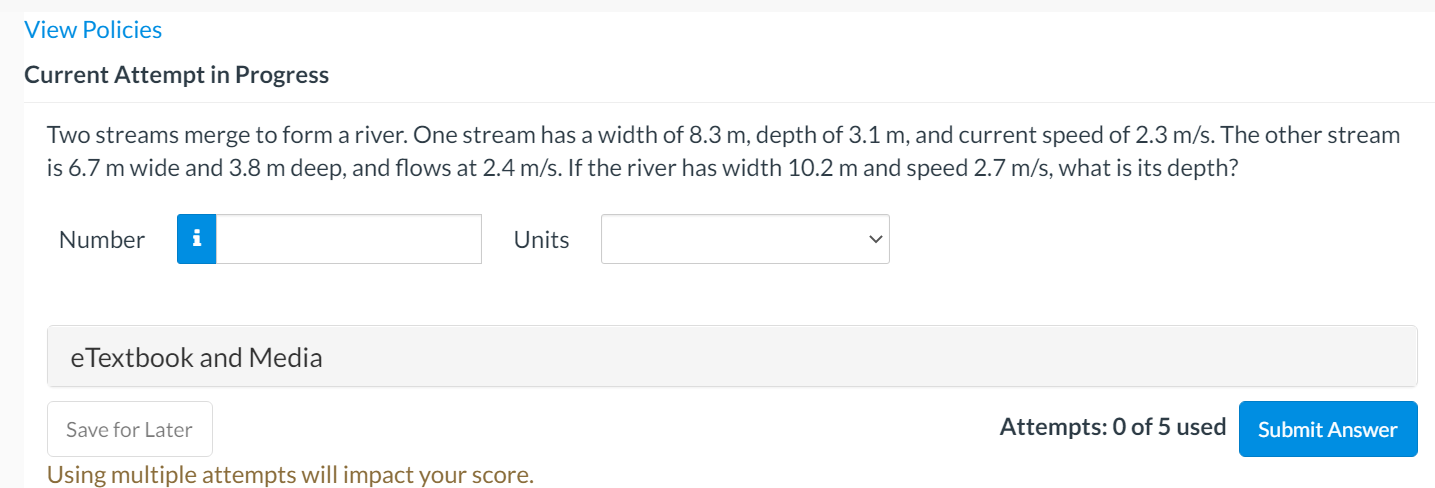 Solved View Policies Current Attempt in Progress Two streams | Chegg.com