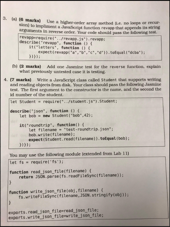 3. (a) (6 marks) Use a higher-order array method | Chegg.com