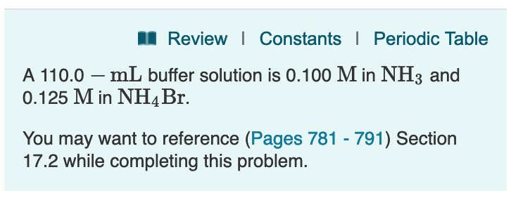 Solved ReviewI Constants Periodic Table A 110.0 - mL buffer | Chegg.com