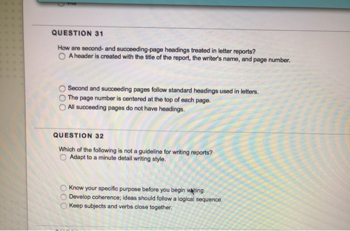 Solved QUESTION 31 How are second- and succeeding-page | Chegg.com