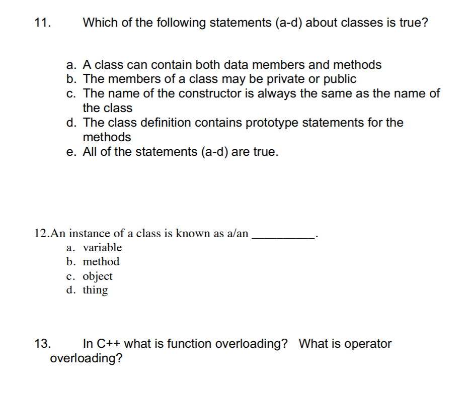 Solved 11. Which of the following statements (a-d) about | Chegg.com