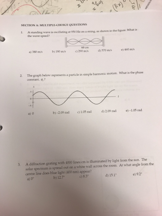 Solved SECTION A: MULTIPLE-CHOICE QUESTIONS A standing wave | Chegg.com