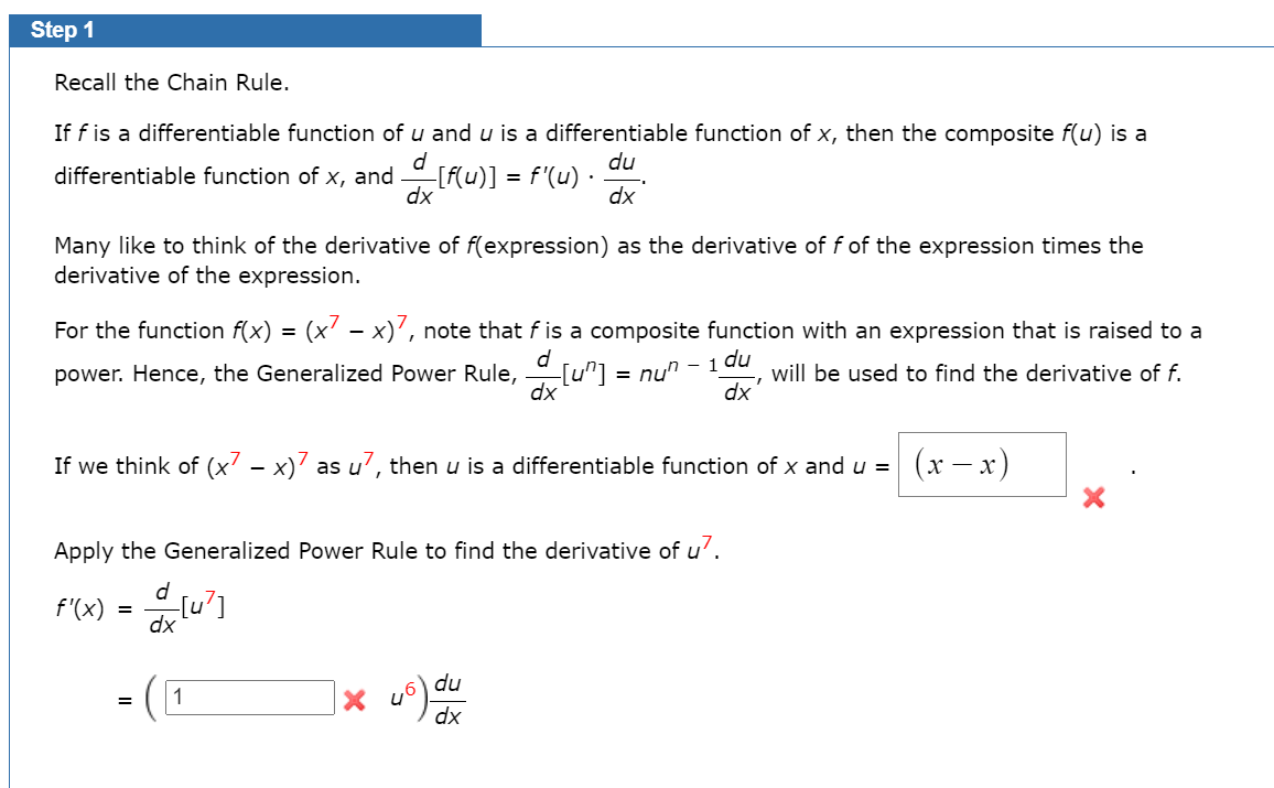 Solved Step 1 Recall the Chain Rule. If f is a | Chegg.com