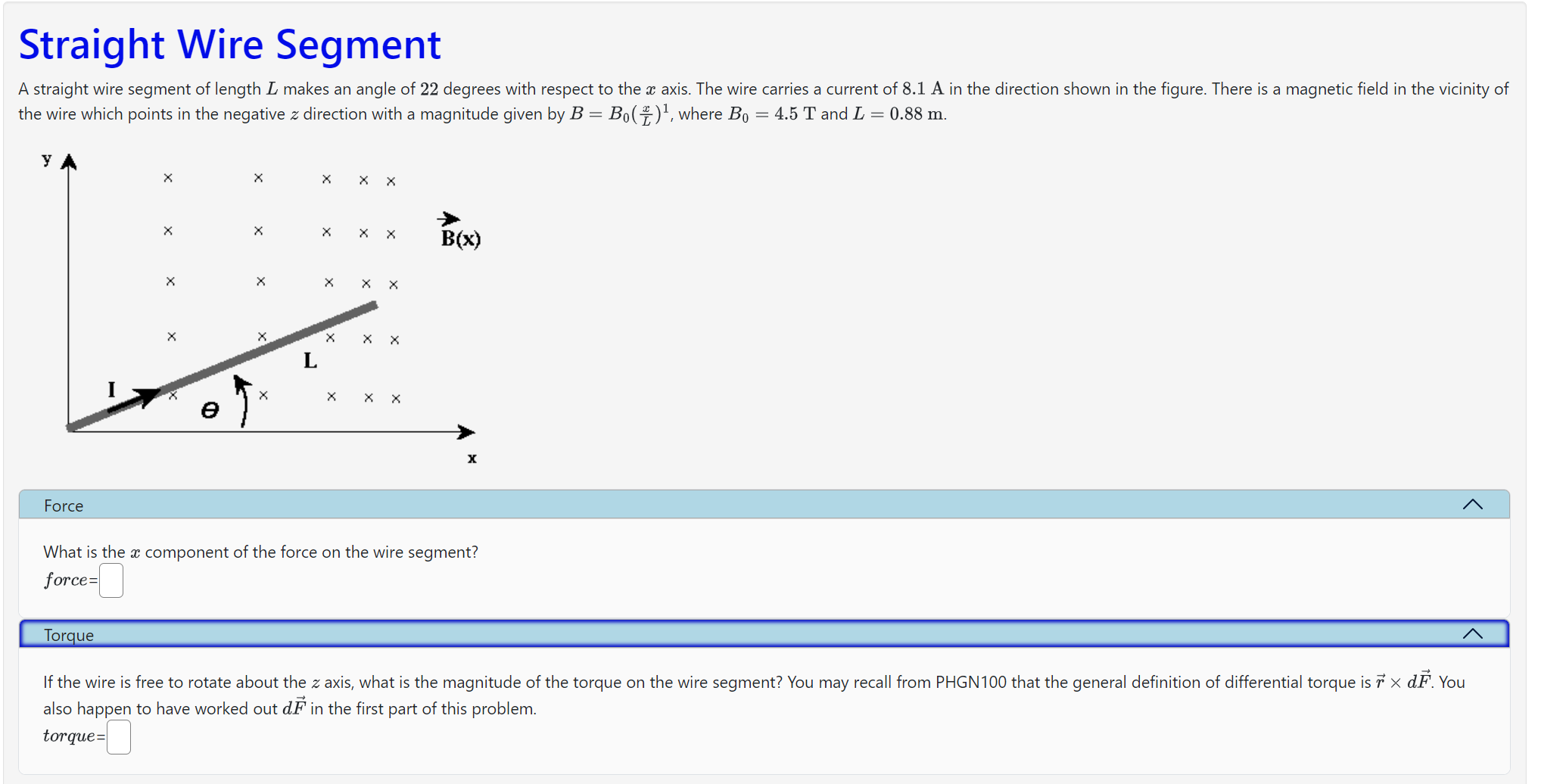 Solved Straight Wire SegmentA straight wire segment of | Chegg.com